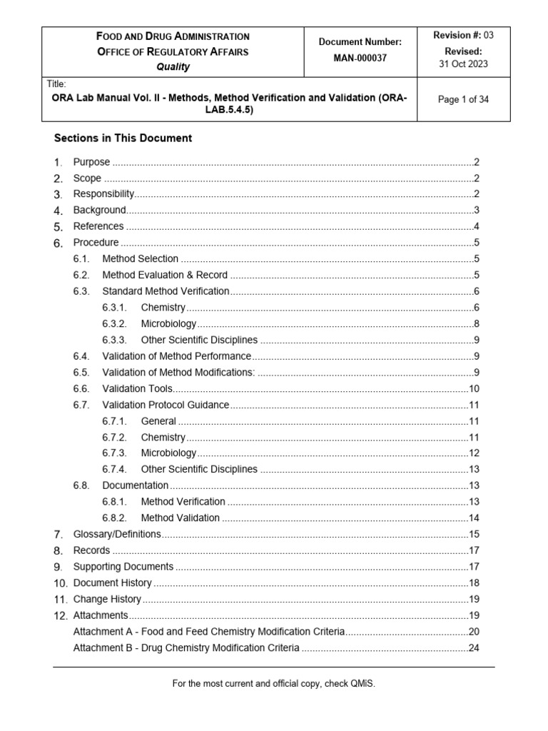 Methods Method Verification And Validation Ora Lab 5 4 5 Pdf Detection Limit Verification