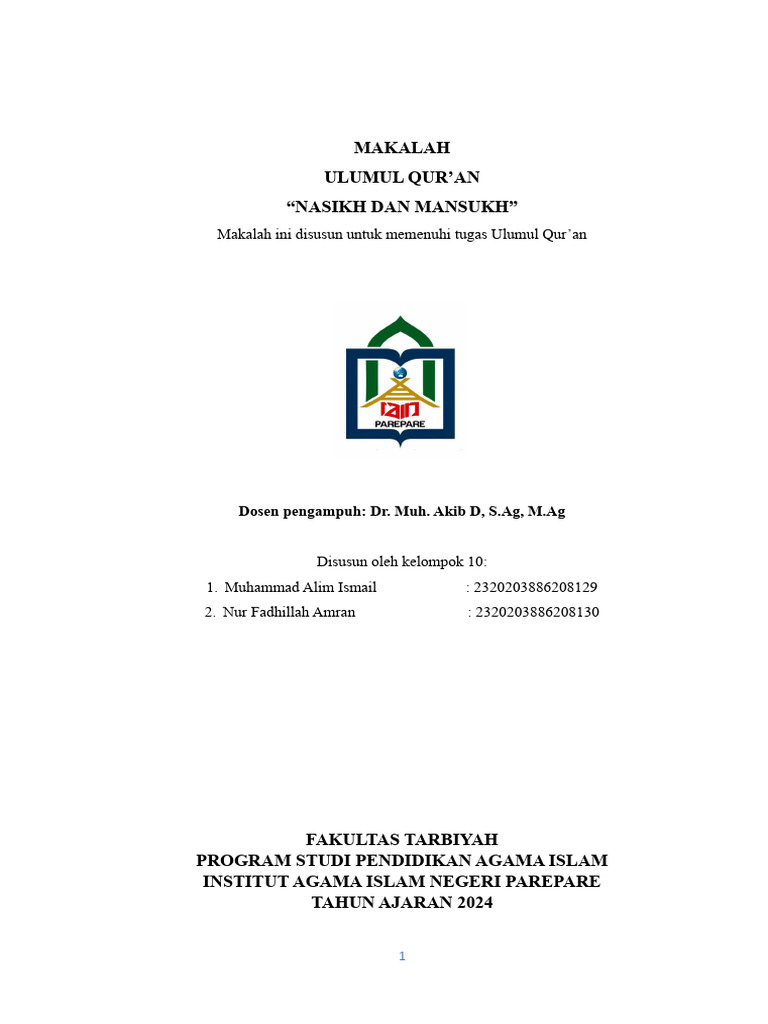 Nasikh Dan Mansukh | PDF | Agama & Spiritualitas