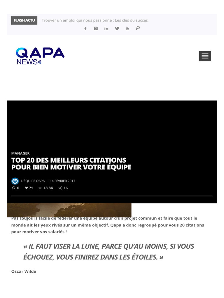Top 20 Des Meilleurs Citations Pour Bien Motiver | PDF | Recrutement ...
