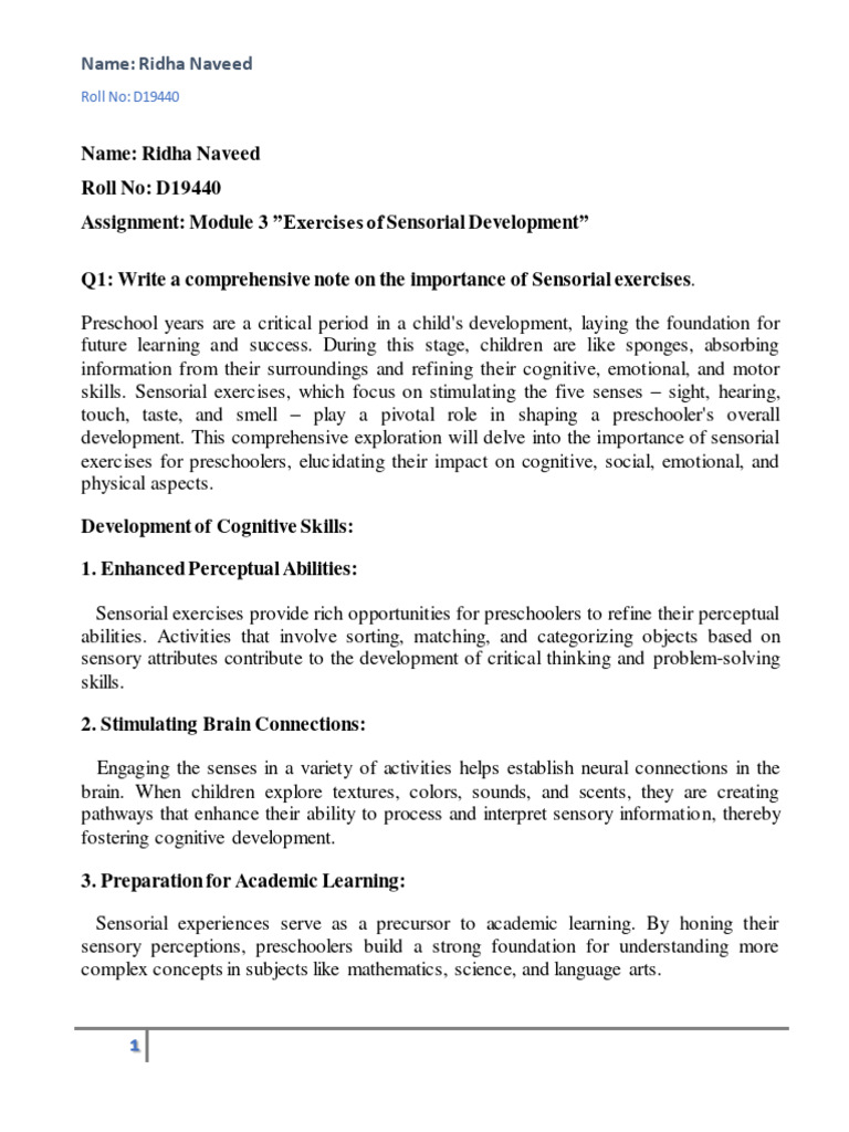 Module 3 Assignment | PDF | Perception | Memory