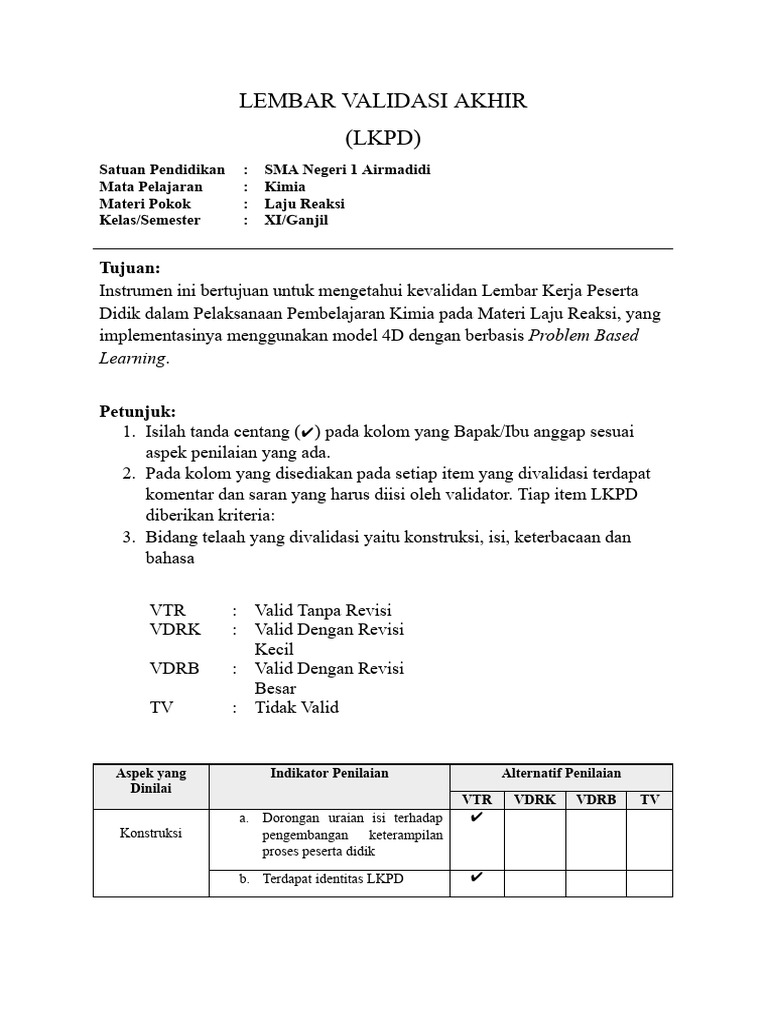 VALIDASI LKPD POPPY - REVISI.docx | PDF