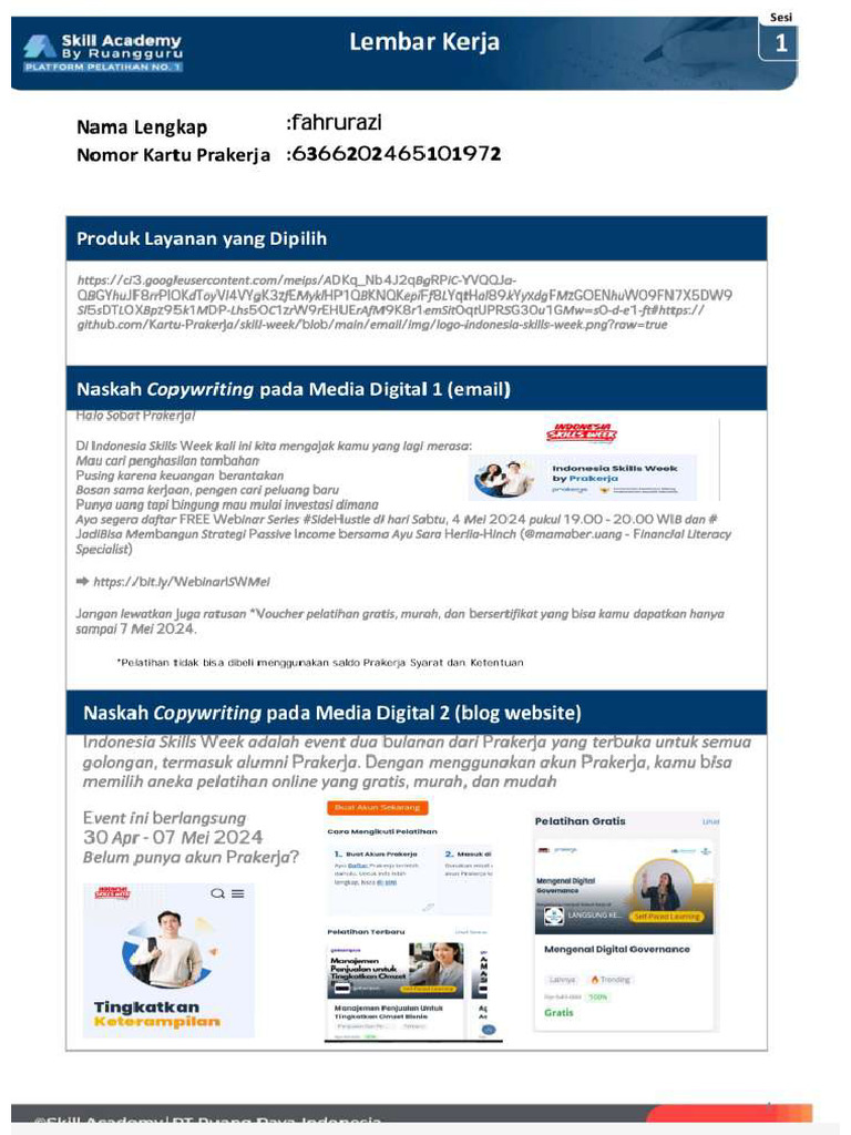 TPM 1 Menerapkan Teknik Dan Formula Copywriting - (Fahrurazi) | PDF