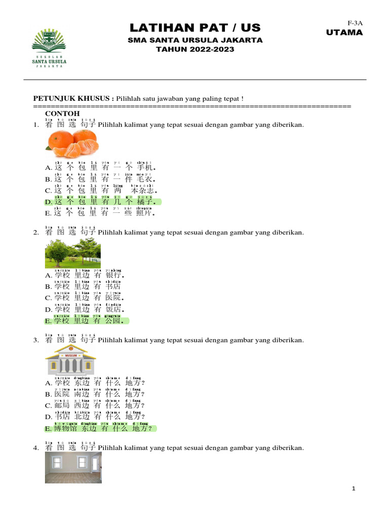 Soal Latihan Pat Us Bahasa Mandarin 02 Pdf