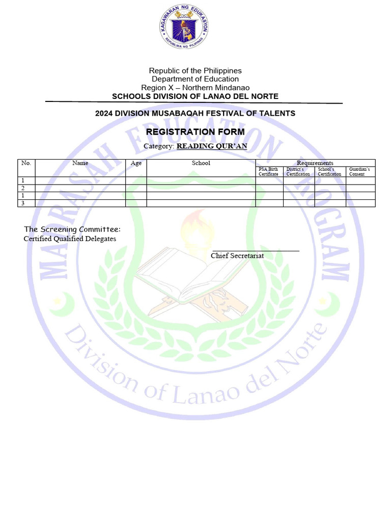 Musabaqah Forms | PDF