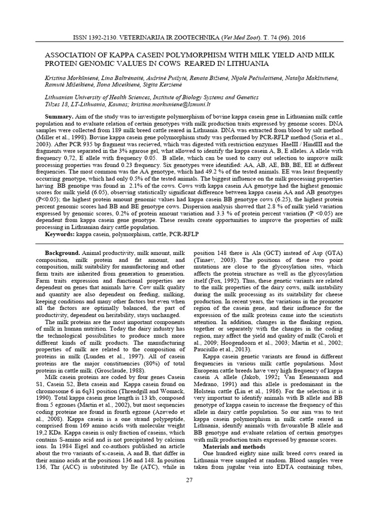 Morkuniene | PDF | Genotype | Genetics