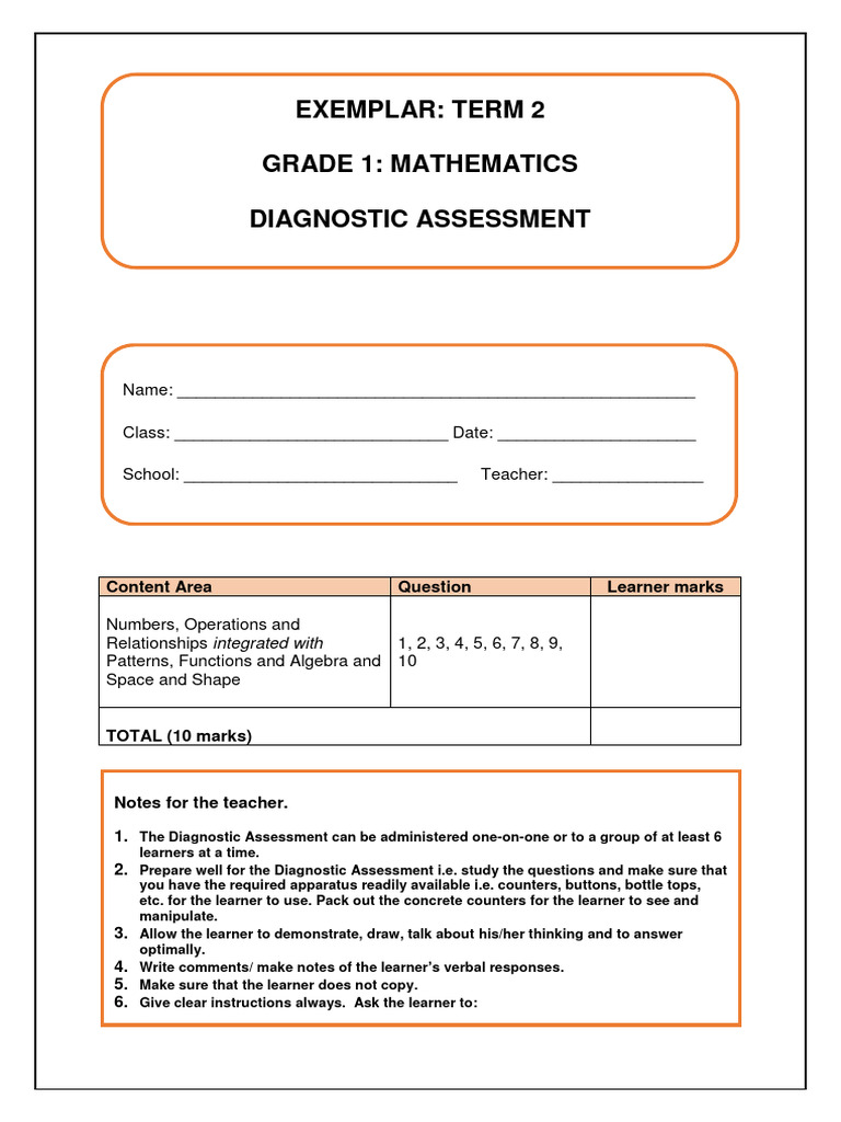 Grade 1 Maths Diagnostic Assessment | PDF | Mathematics | Learning