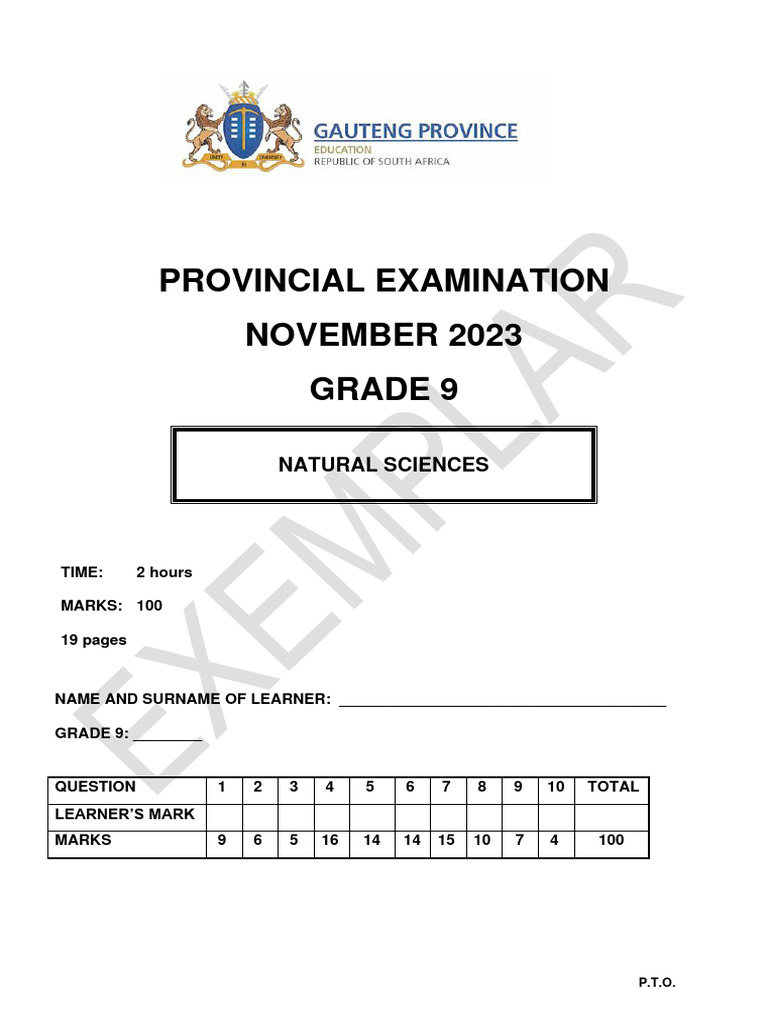 Gr 9 Natural Sciences (English) 2023 Question Paper | Download Free PDF ...