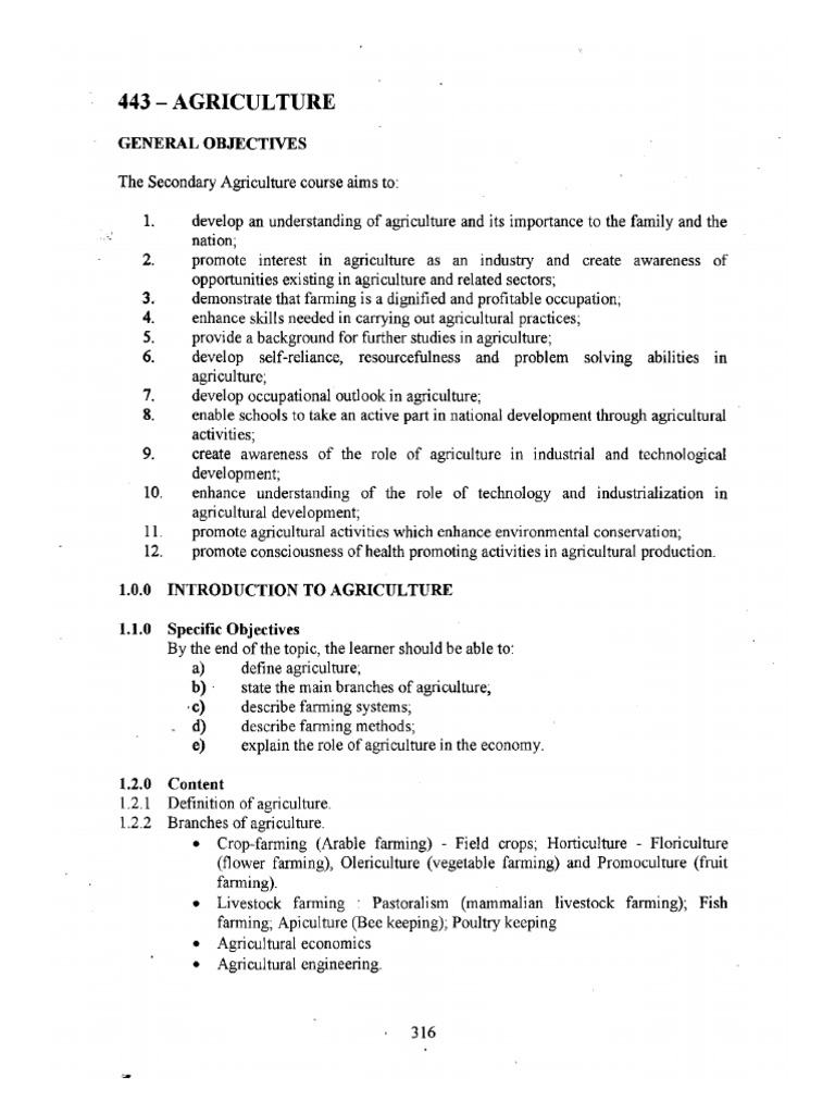 Agriculture Syllabus | PDF