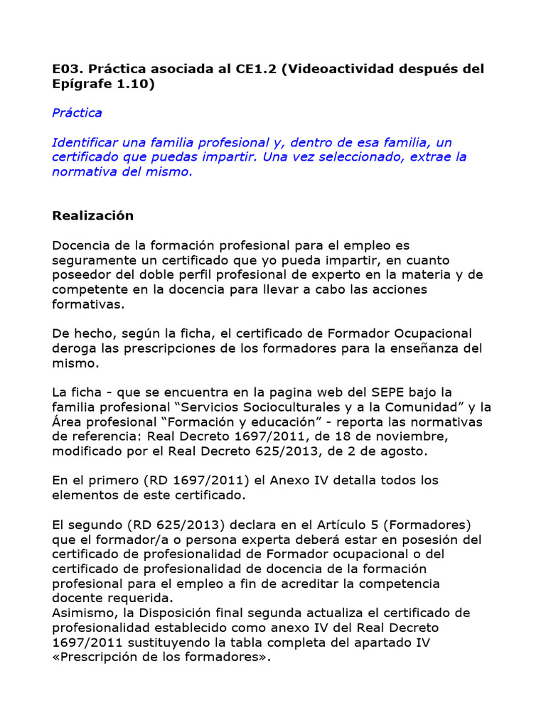 E03. Práctica Asociada Al CE1. | PDF | Licenciatura | Arquitecto