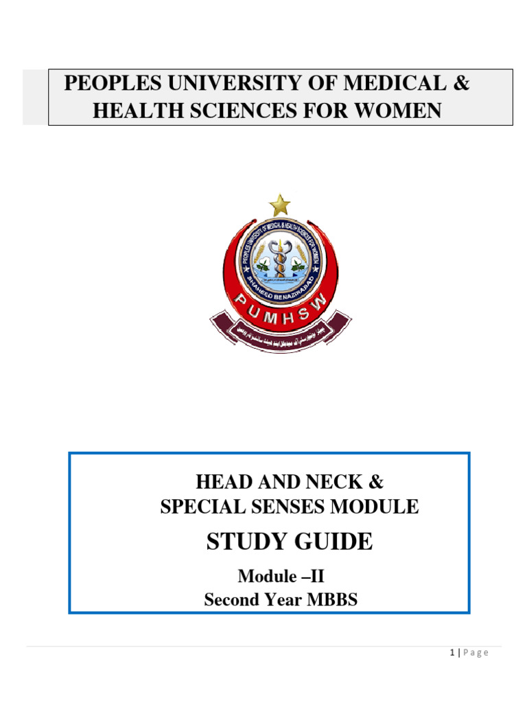 Head and Neck Special Senses Module Study Guide Final Pumhsw-2024 | PDF | Color | Eye