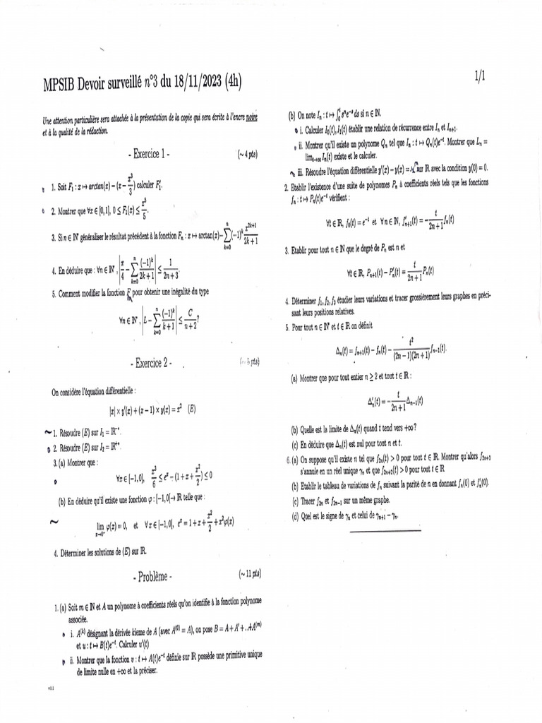 Correction des intégrales usuelles MPSIB | PDF | Limite (mathématiques ...