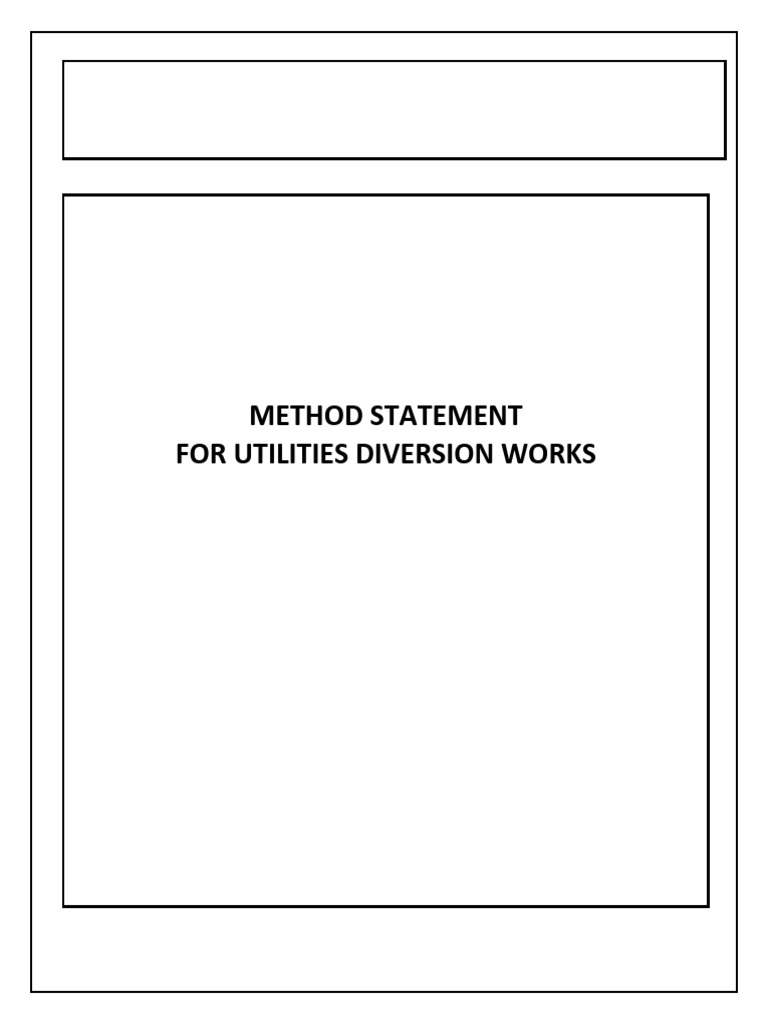 Utilities Diversion Method Statement | PDF | Quality Assurance ...
