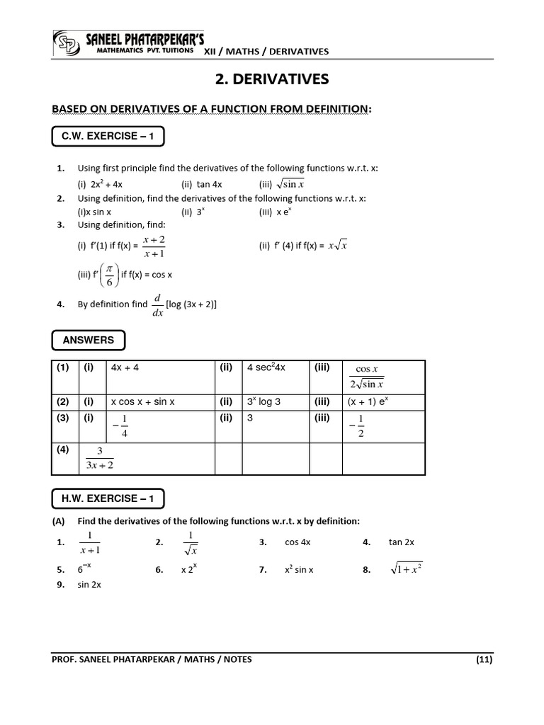 Derivatives | PDF | Mathematics | Angle