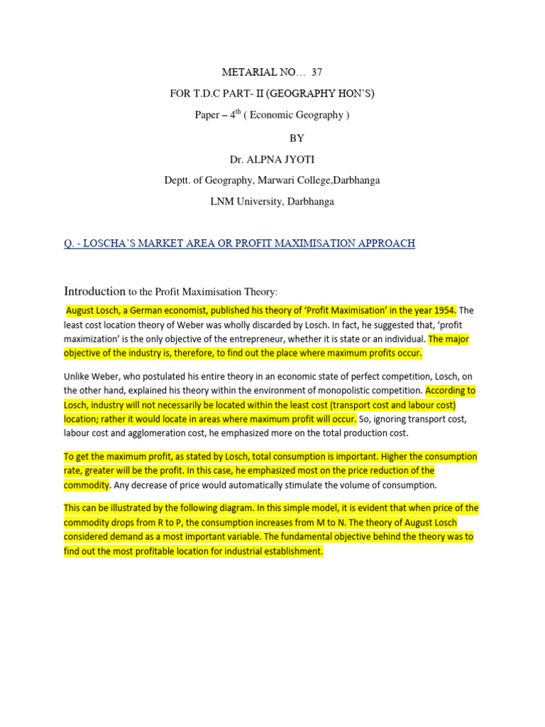 Losch Profit2 | PDF | Profit (Economics) | Economic Equilibrium