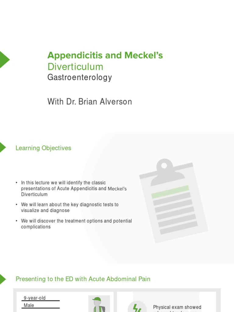 Slides Appendicitis and Meckel's Diverticulum Pediatrics | PDF ...