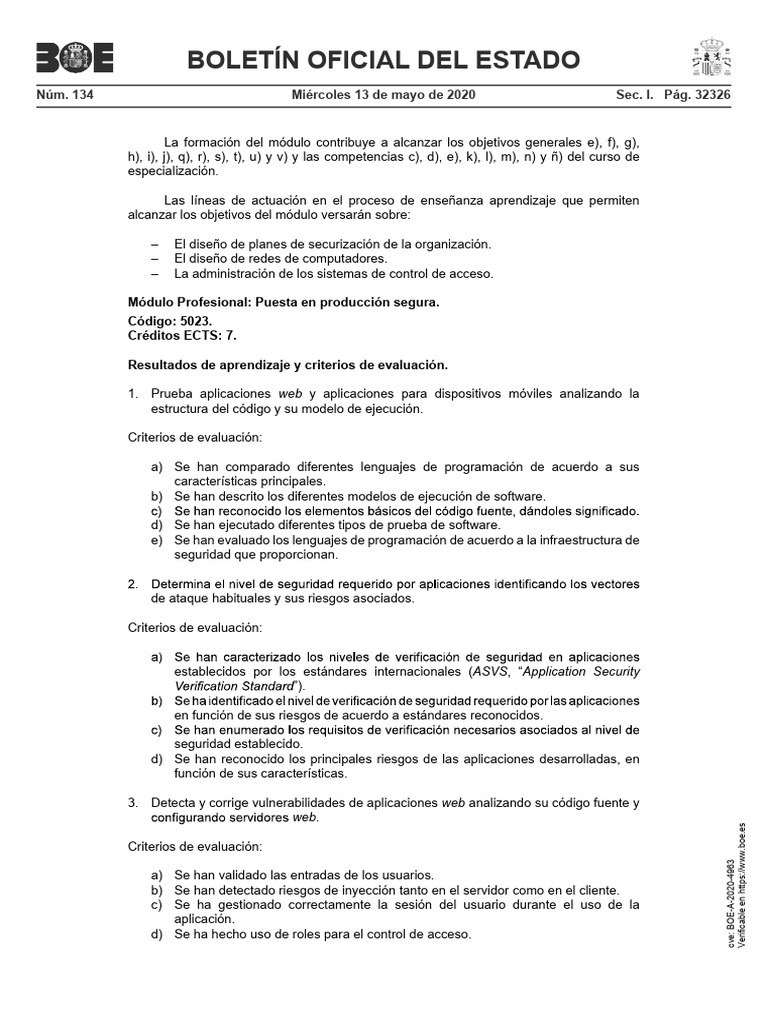 BOE puestaProduccionSegura | PDF | Software de la aplicacion | Software