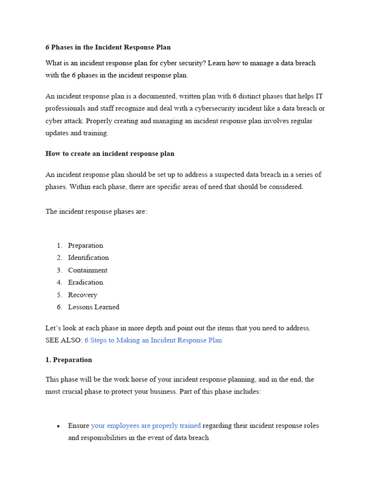 6 Phases in The Incident Response Plan | Download Free PDF | Security | Computer Security