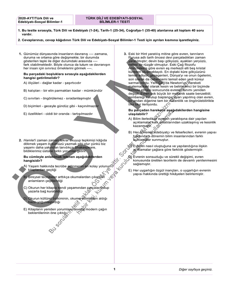 Ayt - Yks - 2020 (TM | PDF