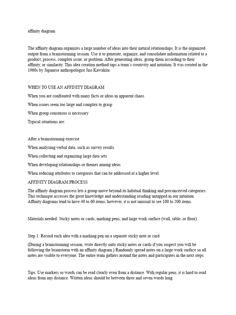 Affinity Diagram | PDF | Brainstorming | Human Communication