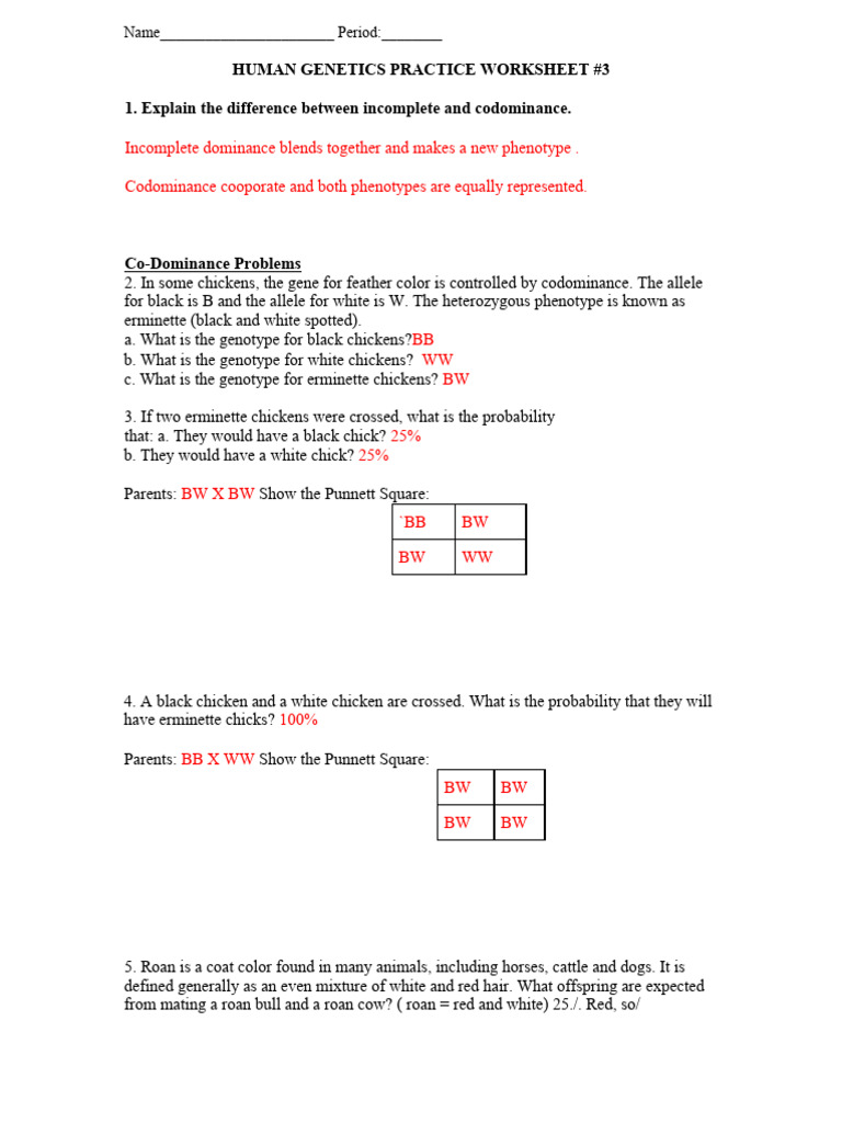 Codominance and Incomplete Dominance Problems | Download Free PDF | Dominance (Genetics) | Genotype