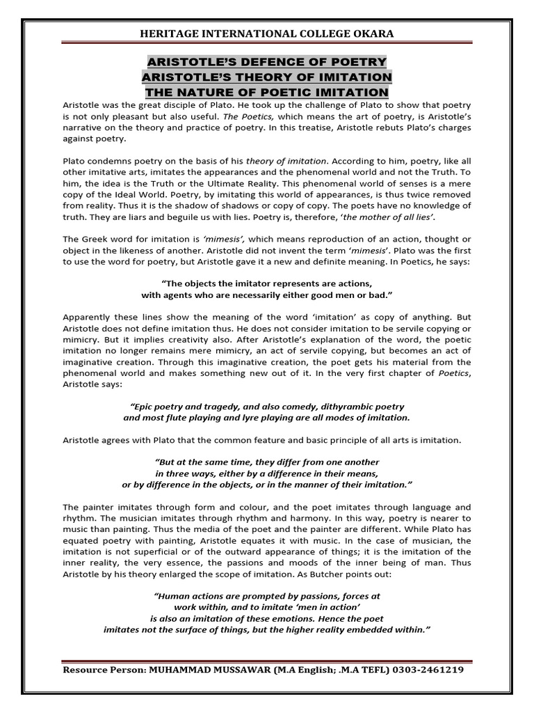 Plato's Attack On Poetry-1 | PDF | Aristotle | Poetry