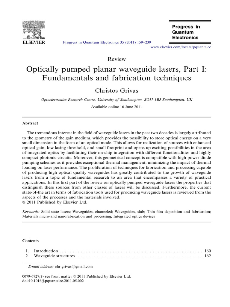 Grivas Review Article | PDF | Laser | Nonlinear Optics
