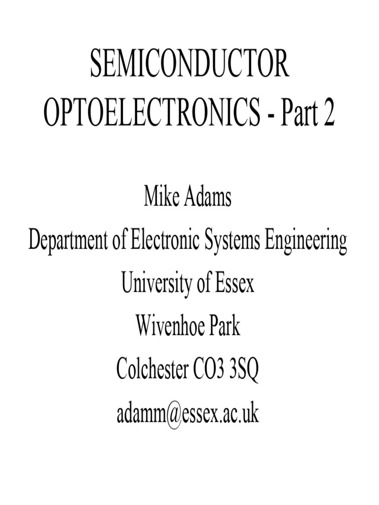 SEMICONDUCTOR - OPTOELECTRONICS - Part - 2 (3rd Semester) | PDF | P–N ...