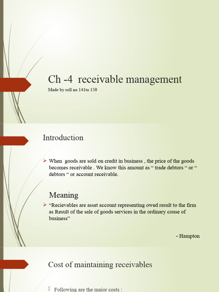 CH - 4 Receivable Management | Download Free PDF | Credit | Finance & Money Management