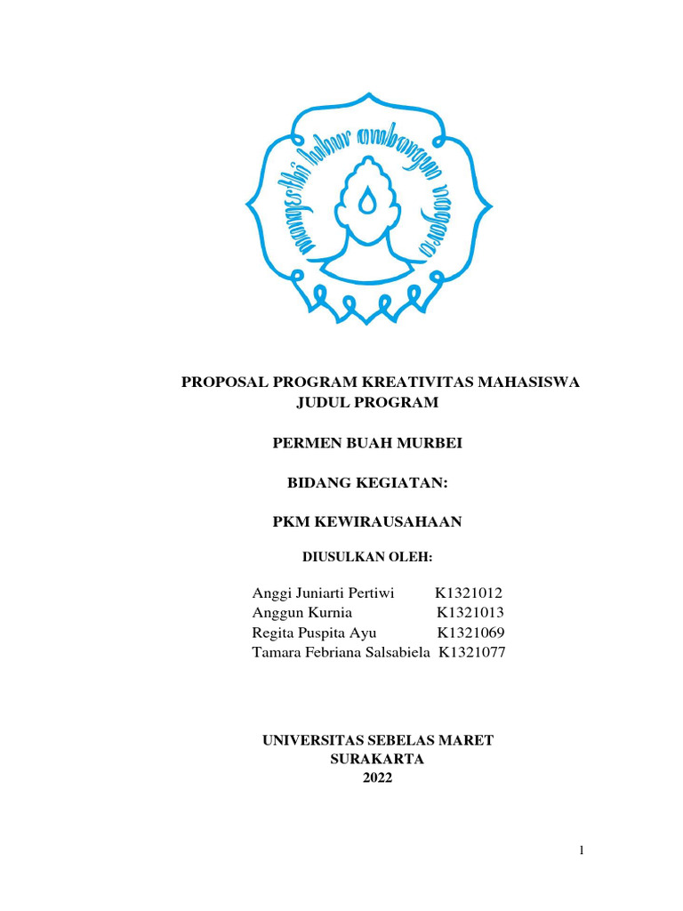Contoh Cover PKM Permen Murbei | PDF | Bisnis | Kesehatan Holistik