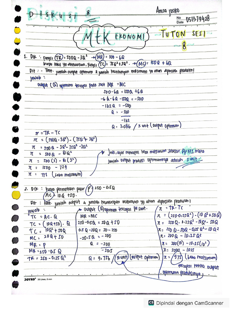 DISKUSI 8 MTK Ekonomi | PDF