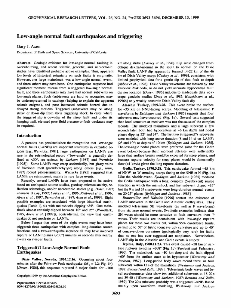 Geophysical Research Letters - 1999 - Axen - Low‐angle normal fault ...