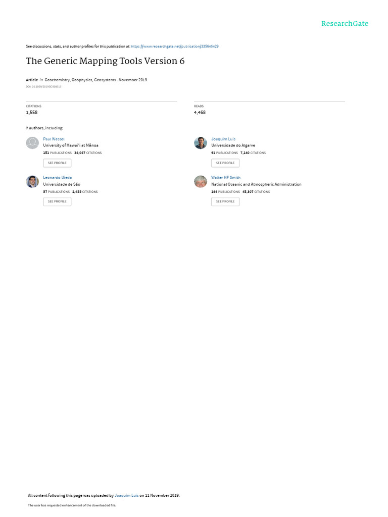 Wessel Et Al-2019-Geochemistry Geophysics Geosystems | PDF | Command ...