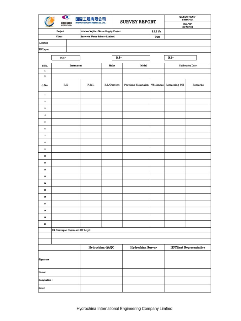 QA&QC-FRMC-004 Survey Report | PDF