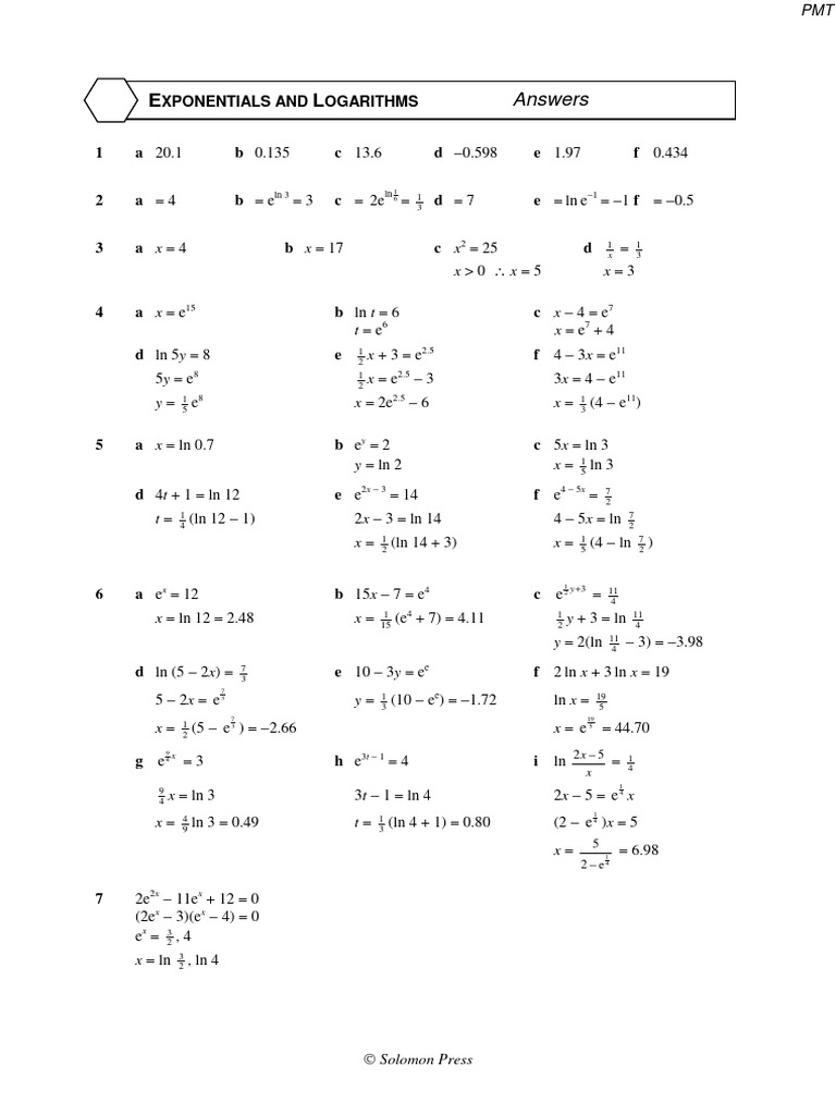 2b. e and LN X - Answers | PDF