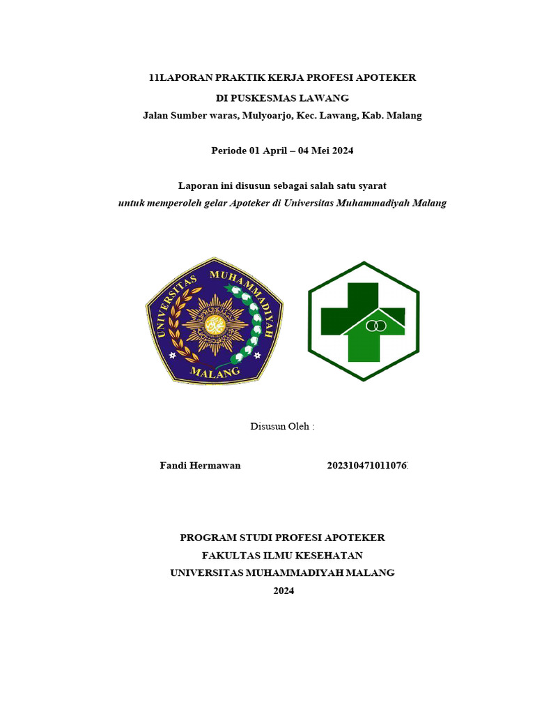 2023 - 076 - PKM Lawang - Fandi Hermawan - Laporan | PDF | Kesehatan Holistik