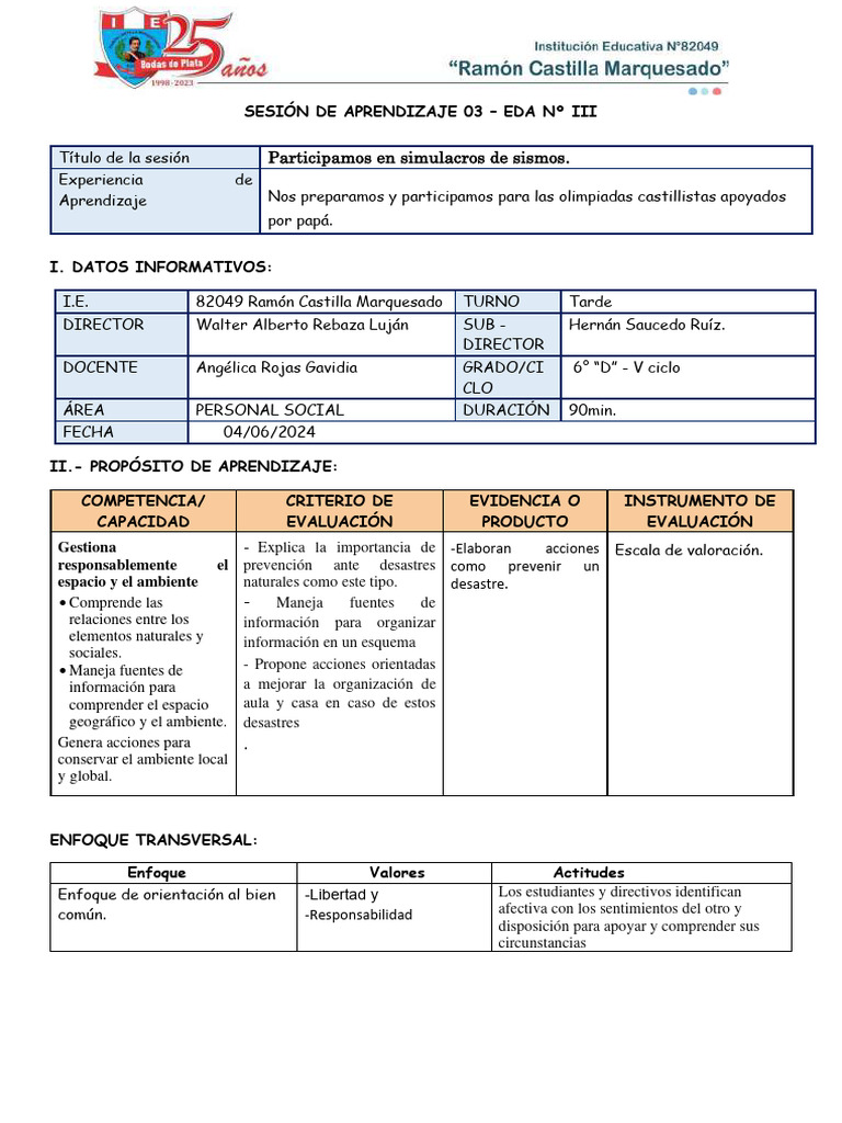 SESIÓN 6 - PERSONAL Explicamos Sobre La Familia | PDF | Evaluación ...