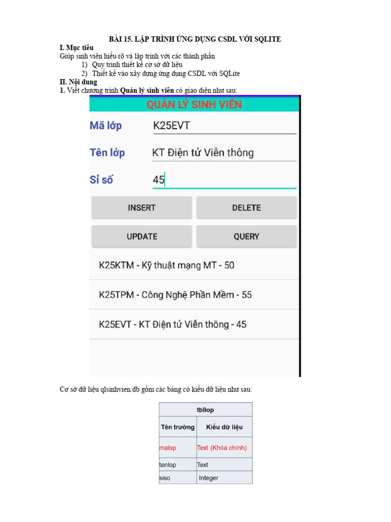 Bai 15 - Co So Du Lieu SQLite 1 | PDF