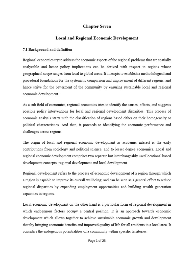 URE Chapter Seven | PDF | Economics | Economic Development