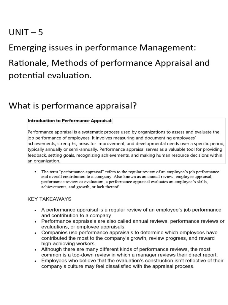 UNIT 5 | PDF | Performance Appraisal | Goal