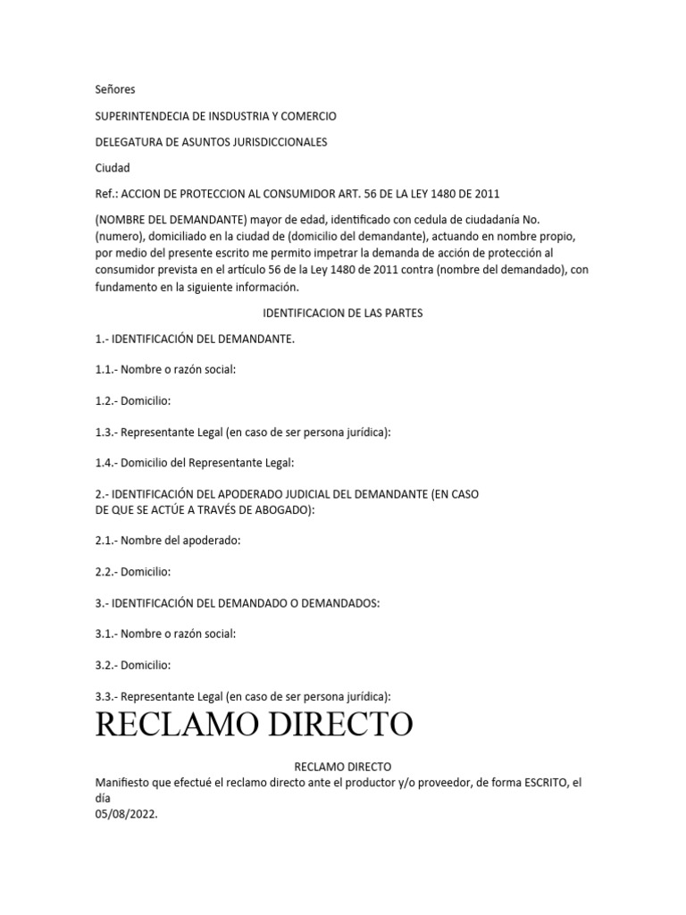 Borrador Demanda Sic | Descargar gratis PDF | Justicia | Crimen y violencia