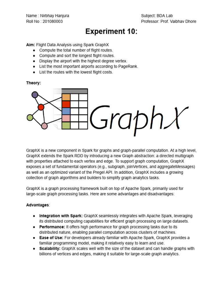 Flight Data Analysis with Spark GraphX | PDF | Apache Spark | Graph Theory