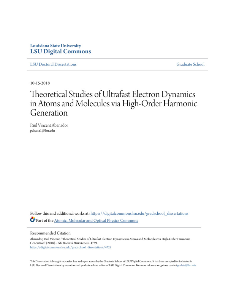 Theoretical Studies of Ultrafast Electron Dynamics | PDF | Ionization | Electron