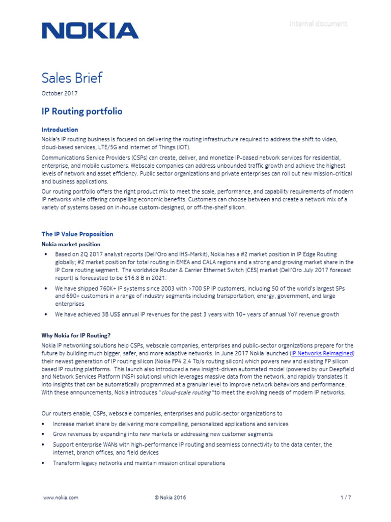 IP Routing Portfolio Brief | Download Free PDF | Computer Network ...