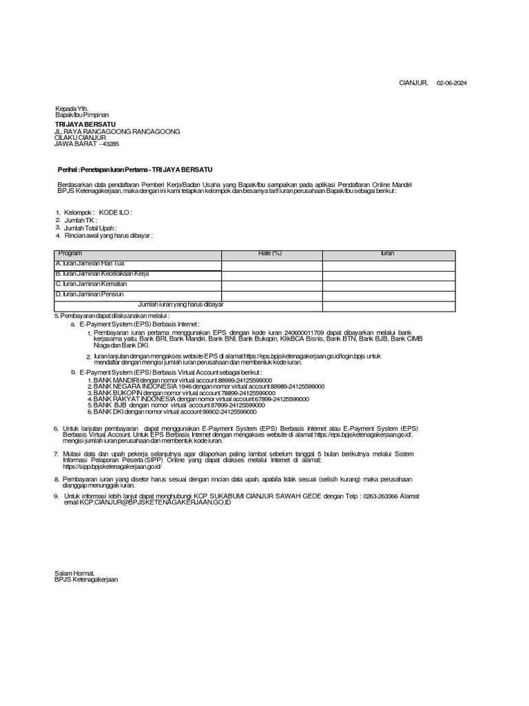 Surat Penetapan Iuran 24125599 | PDF