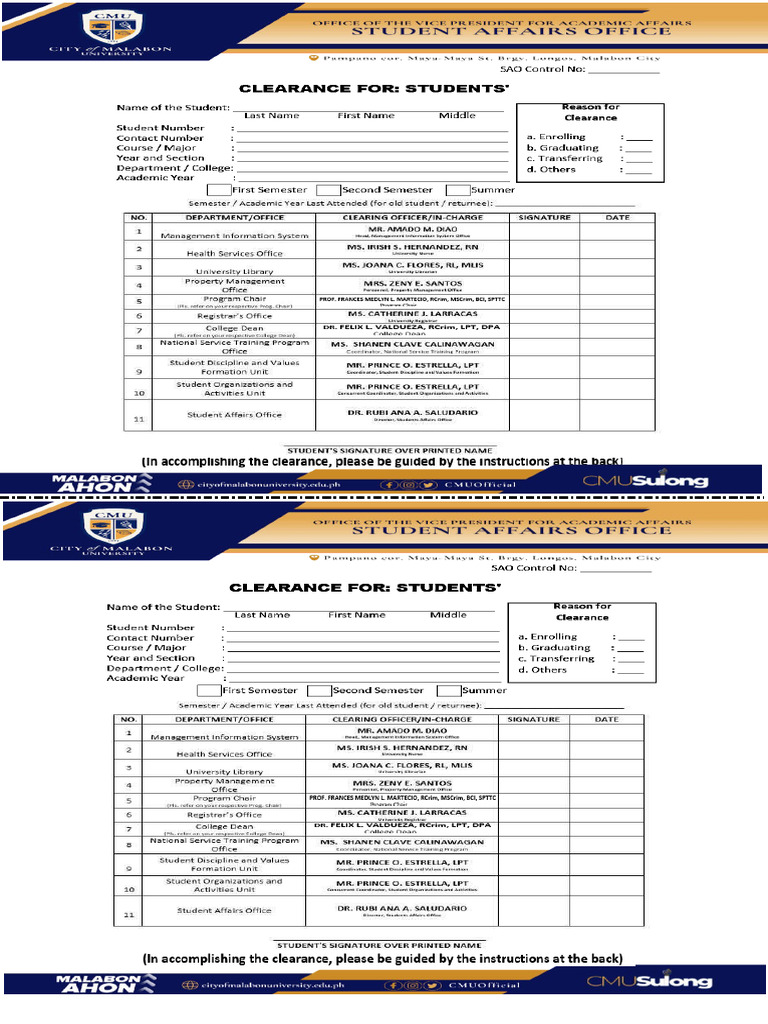 Long Bond Paper Student Clearance Form Ok | PDF | Libraries | Credential