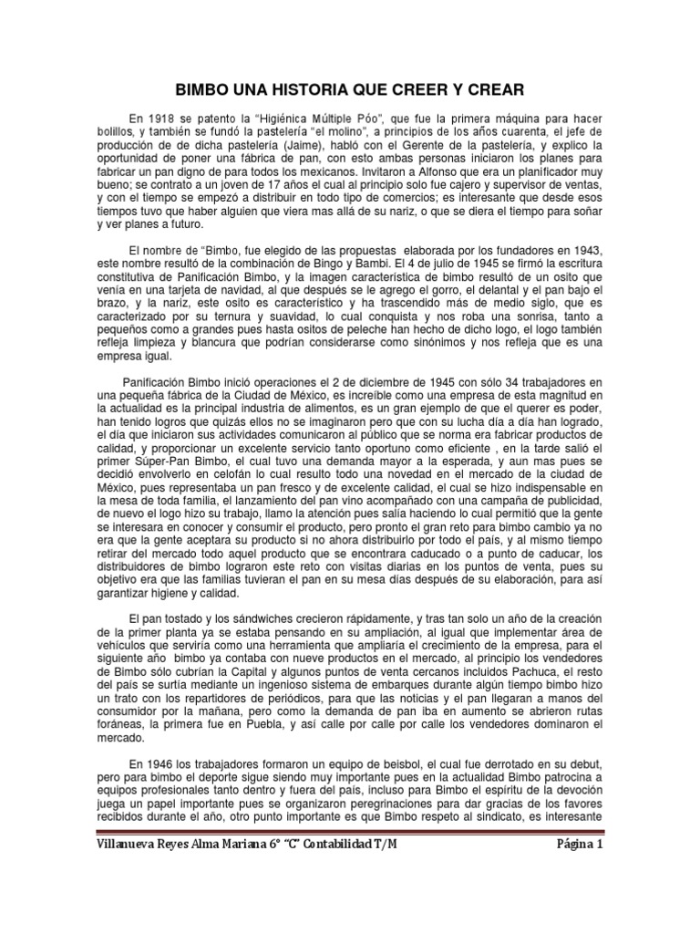 Historia de Bimbo: Orígenes y Crecimiento | PDF | Panes | Publicidad