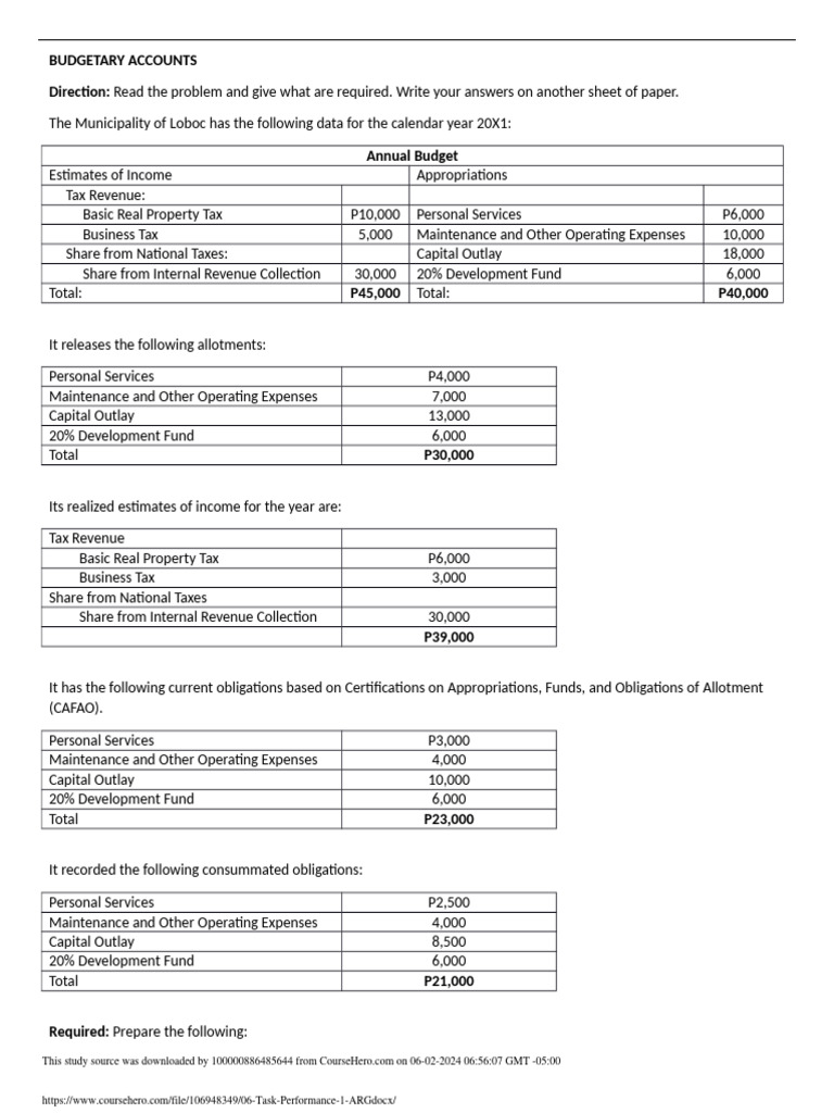06 Task Performance 1 ARG | PDF | Taxes | Revenue