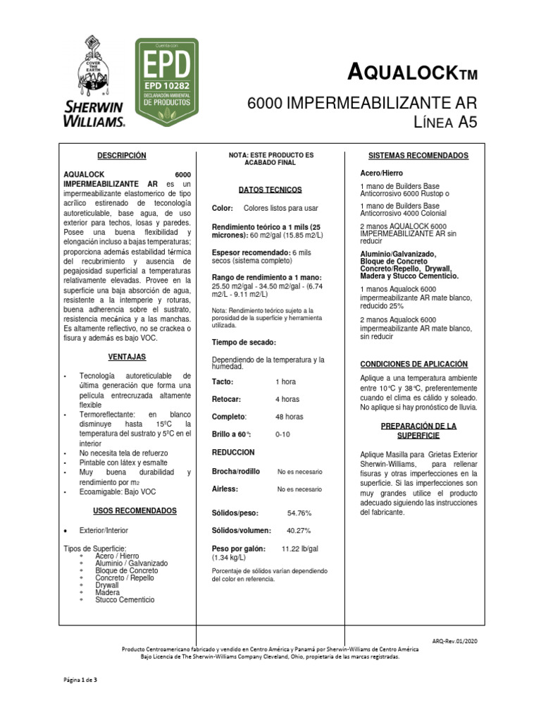 Aqualock 6000: Impermeabilizante Eficaz | PDF | Cepillo | Hormigón