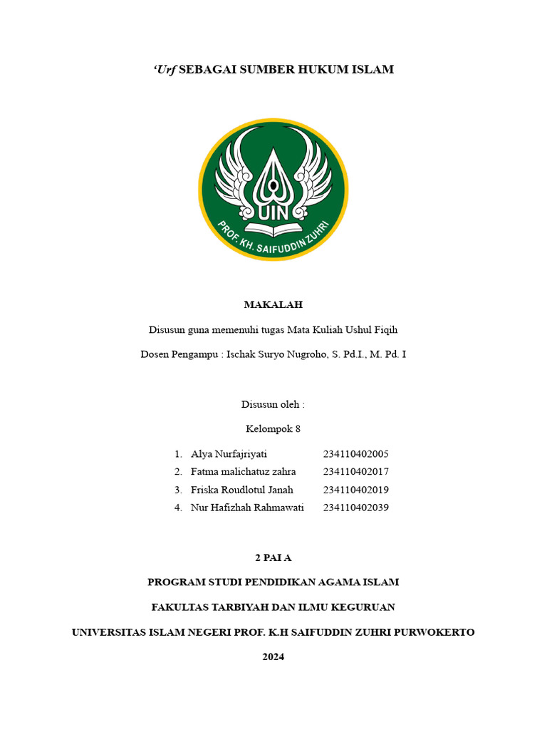 'Urf Sebagai Dasar Hukum Islam | PDF