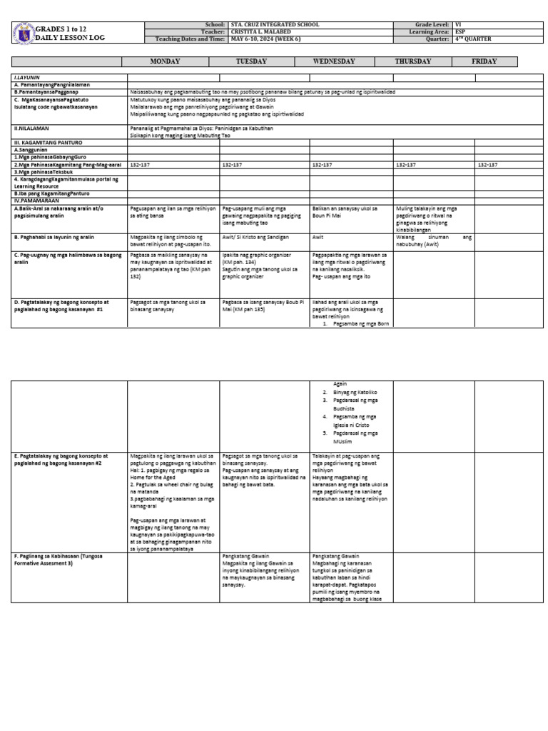 DLL - Esp 6 - Q4 - W6 | PDF